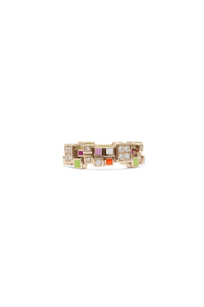 DIAMOND AND ENAMEL DOUBLE PIXEL RING – Ephod Shop